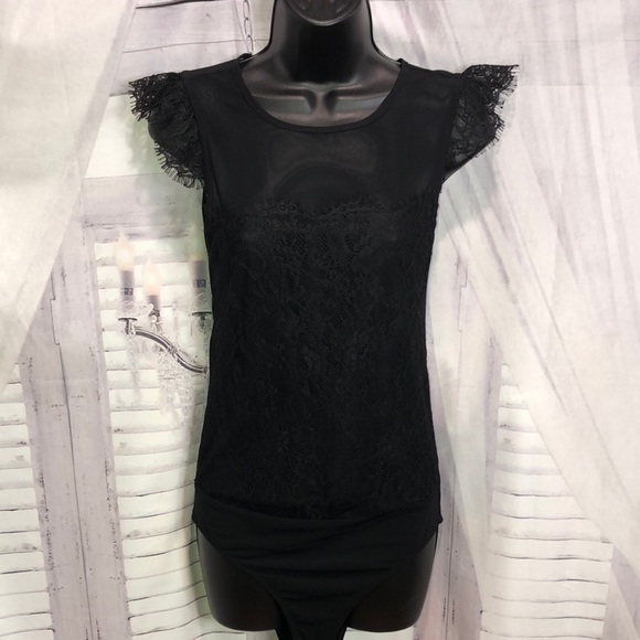 Zara | Tops | Zara Sheer Lace Pattern Top | Poshmark